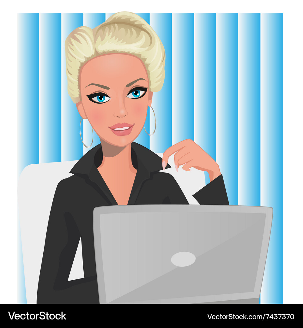 Businesswoman and computer Royalty Free Vector Image