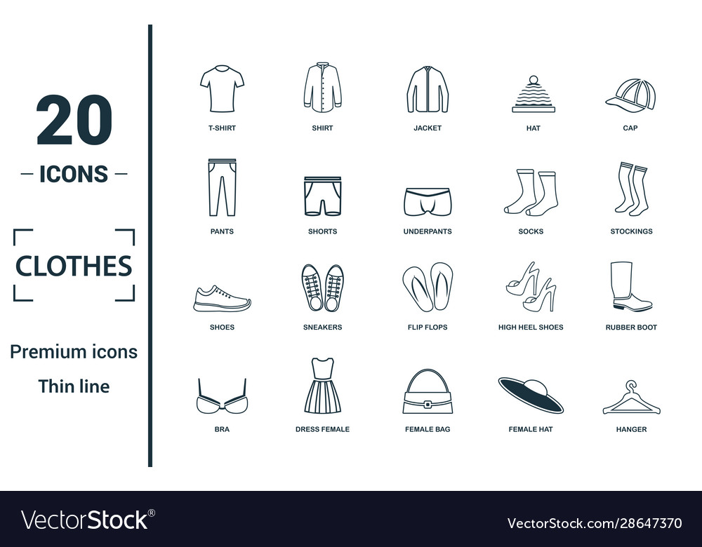 Clothes icon set include creative elements Vector Image