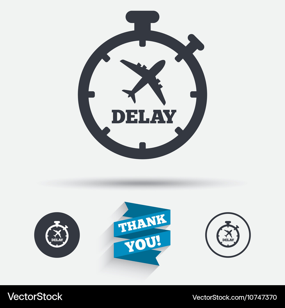 Delayed flight sign icon airport delay symbol Vector Image
