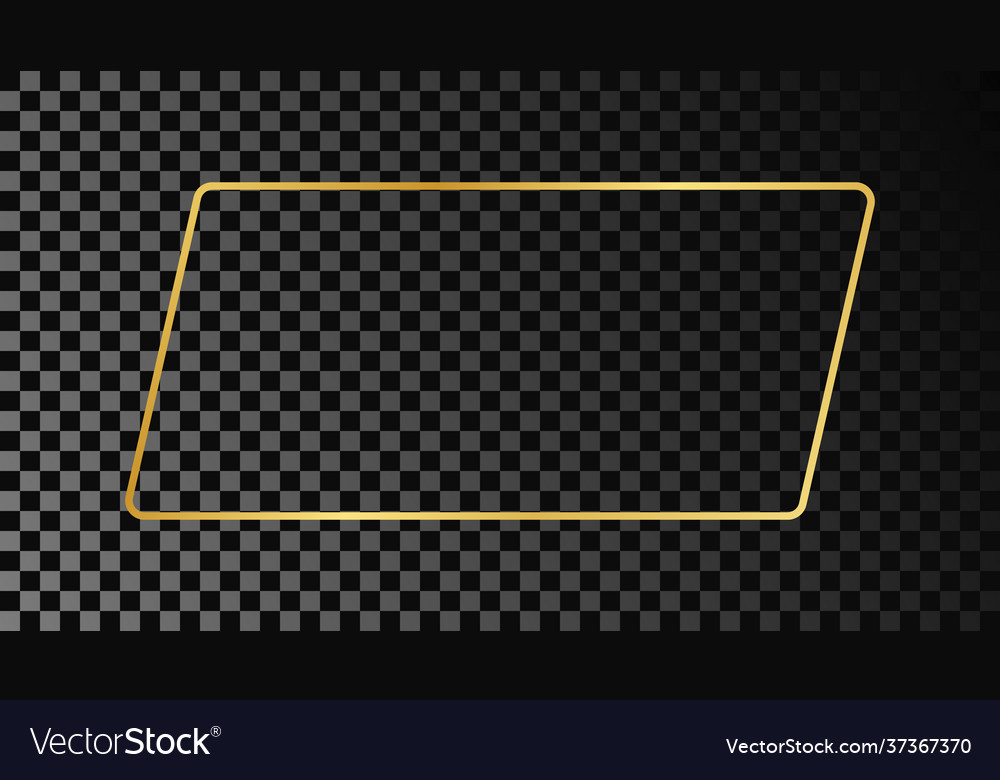 Gold glowing rounded rectangular shape frame Vector Image
