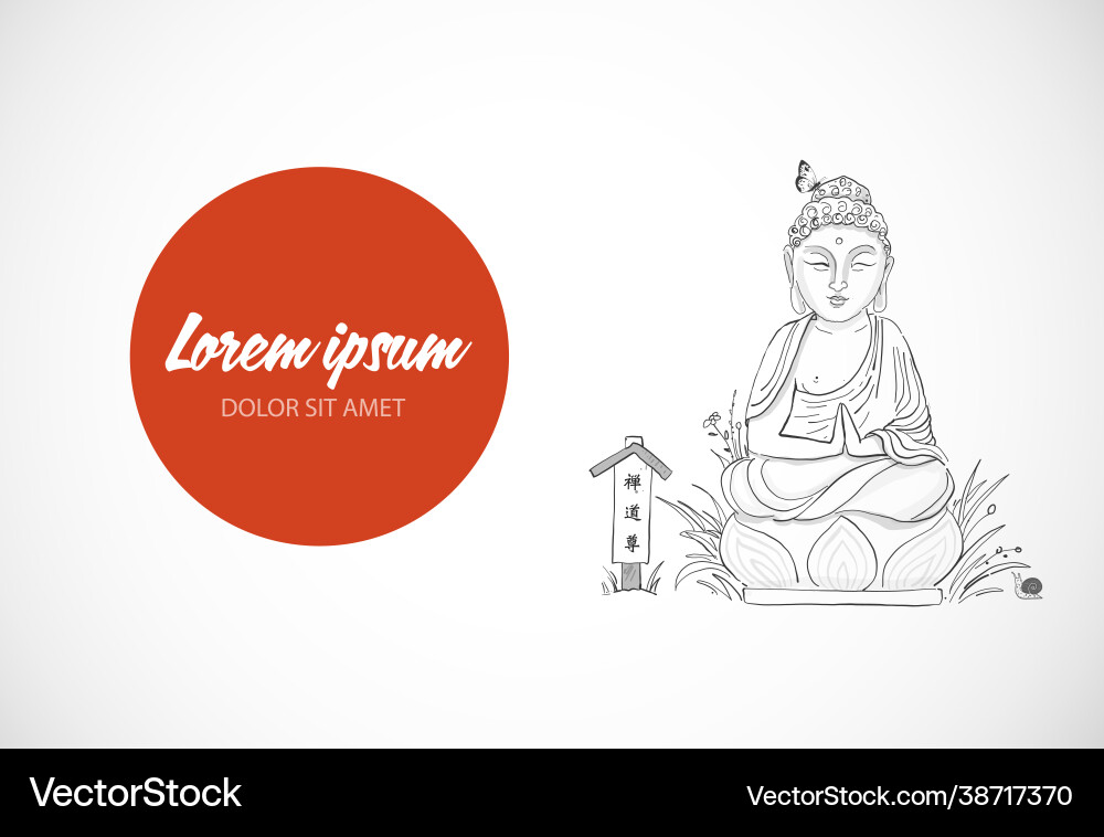 Japanese zen garden composition buddha Royalty Free Vector
