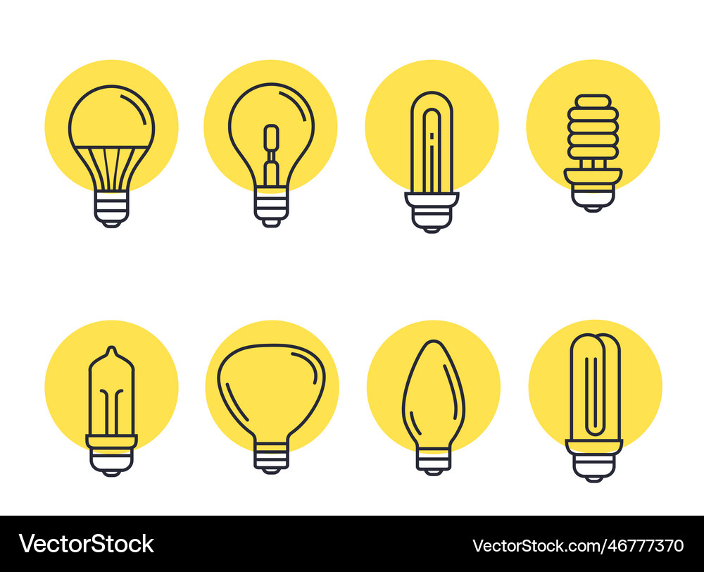 Light bulb line icon lamp led lightbulb energy Vector Image