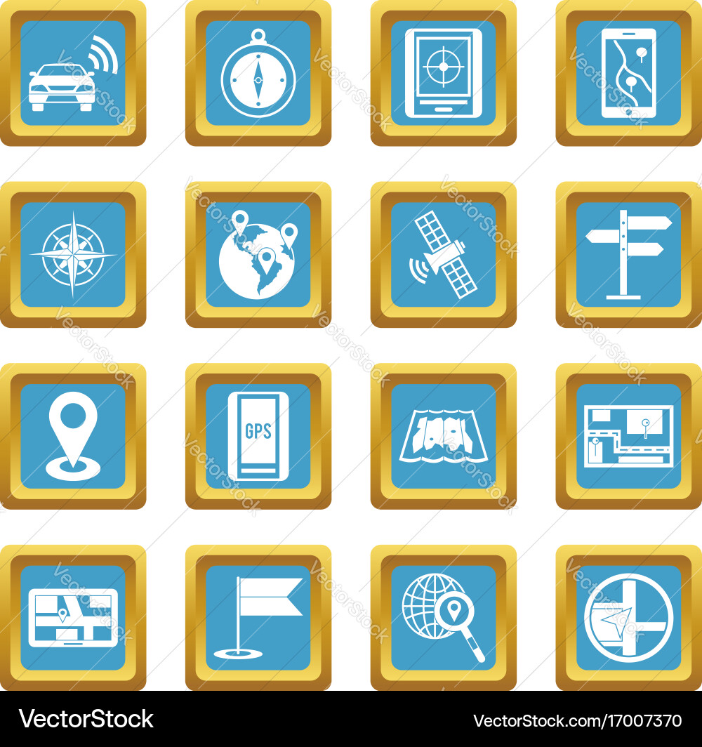 Navigation icons azure Royalty Free Vector Image