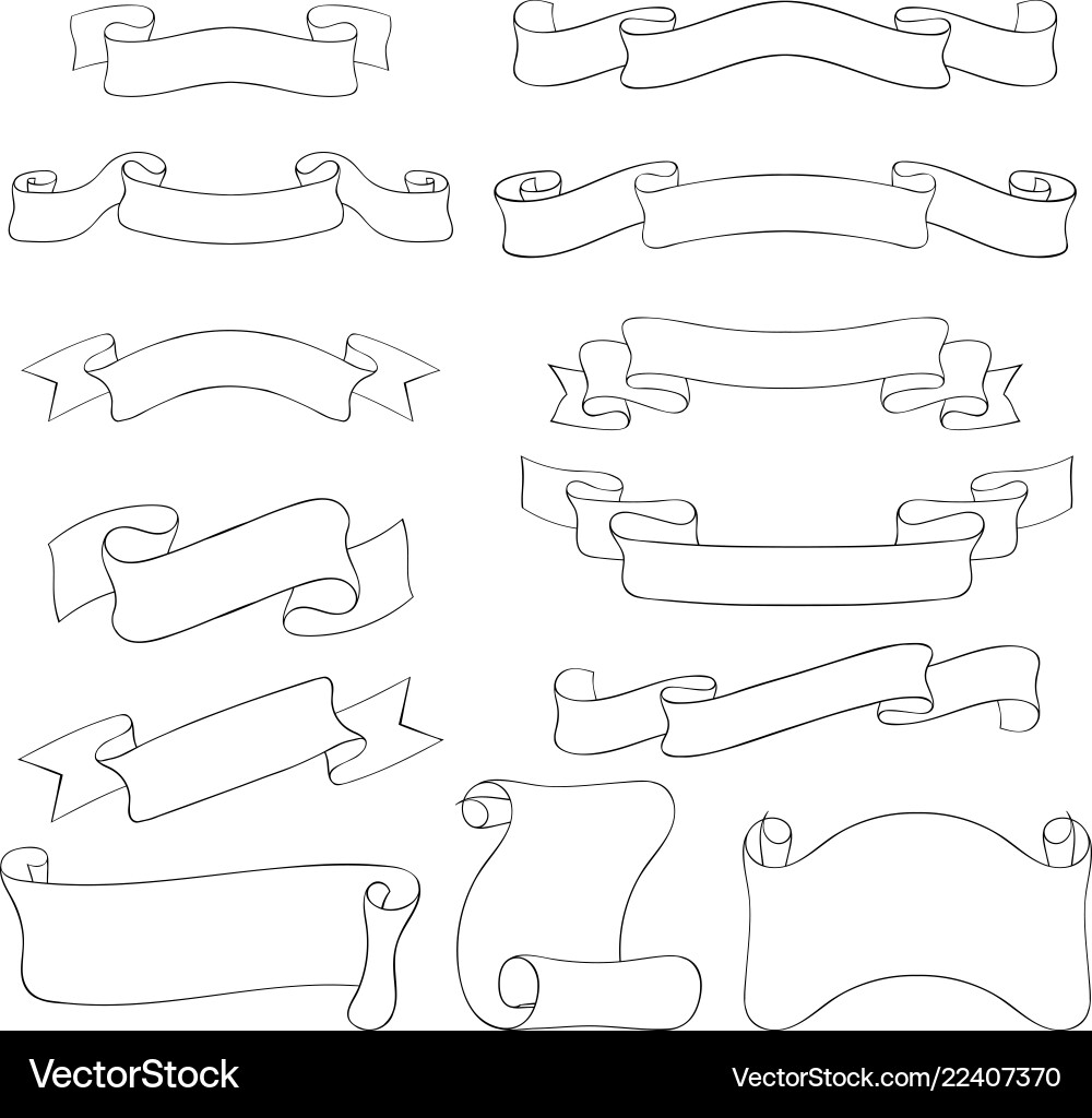 Ribbon banners set of scrolls Royalty Free Vector Image