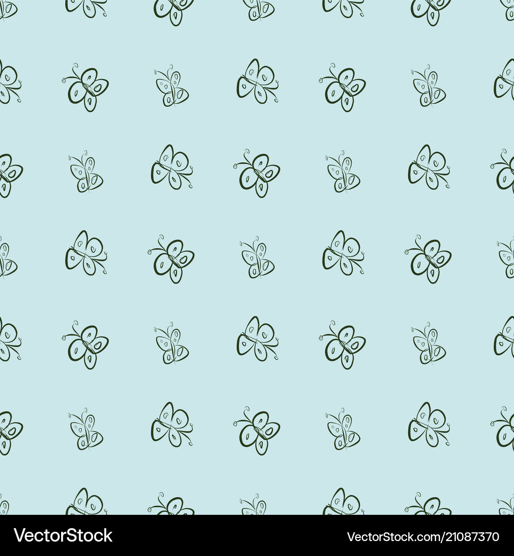 Seamless decorative hand drawn butterfly art Vector Image