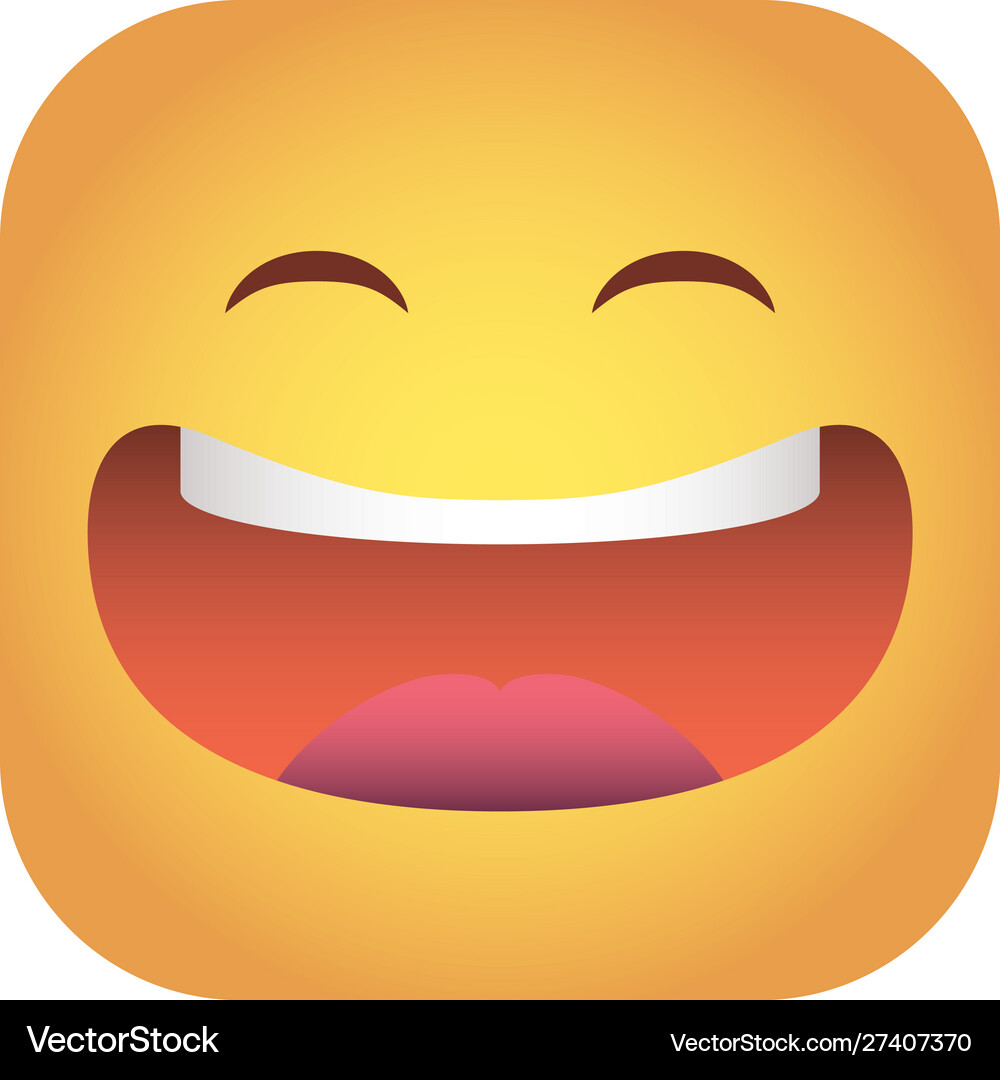 Square emoticon happy face character icon Vector Image
