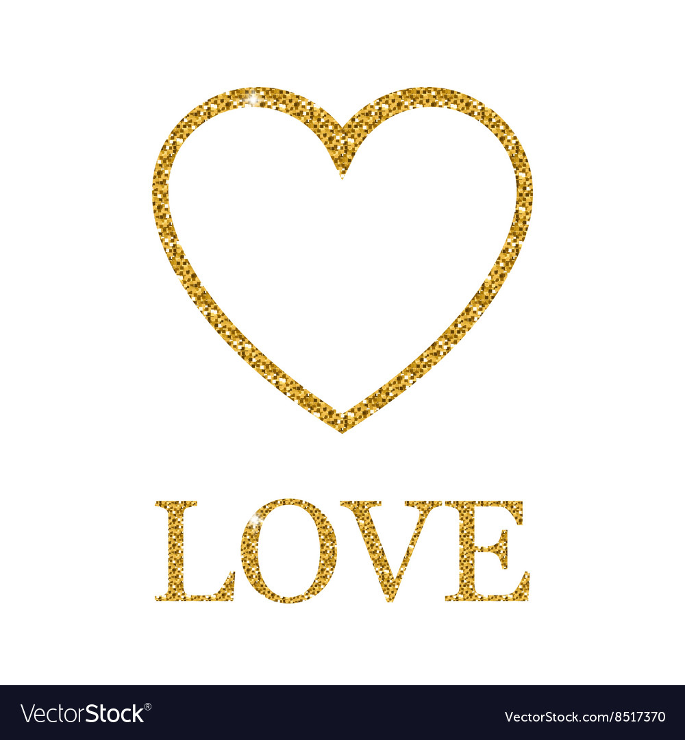 Valentines day golden glitter design element Vector Image