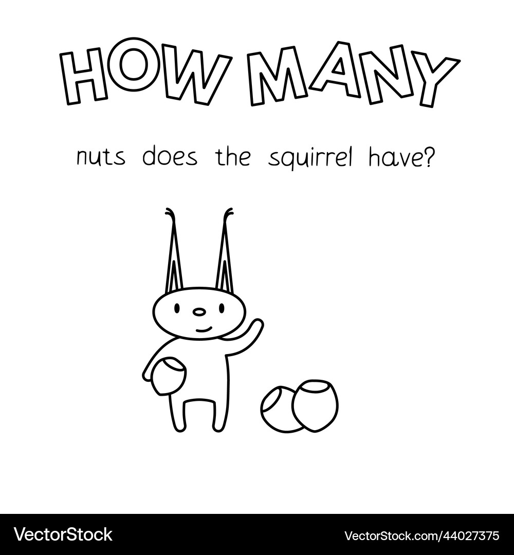 Cartoon squirrel counting game for kids Royalty Free Vector