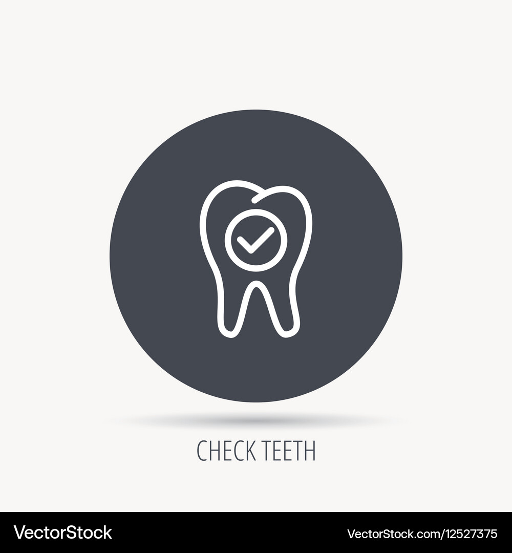 Check tooth icon stomatology sign Royalty Free Vector Image