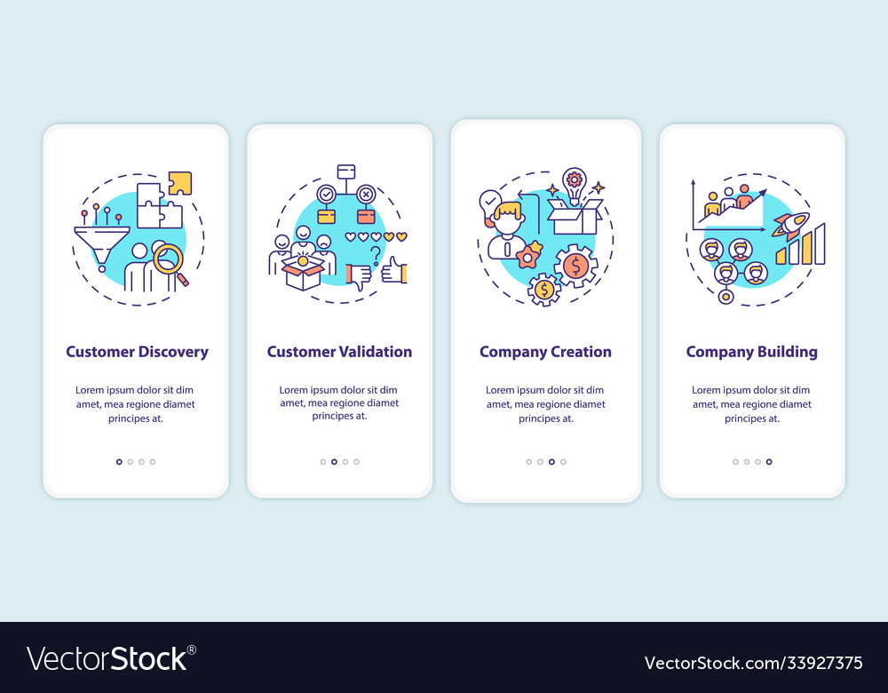 Customer development framework onboarding mobile Vector Image
