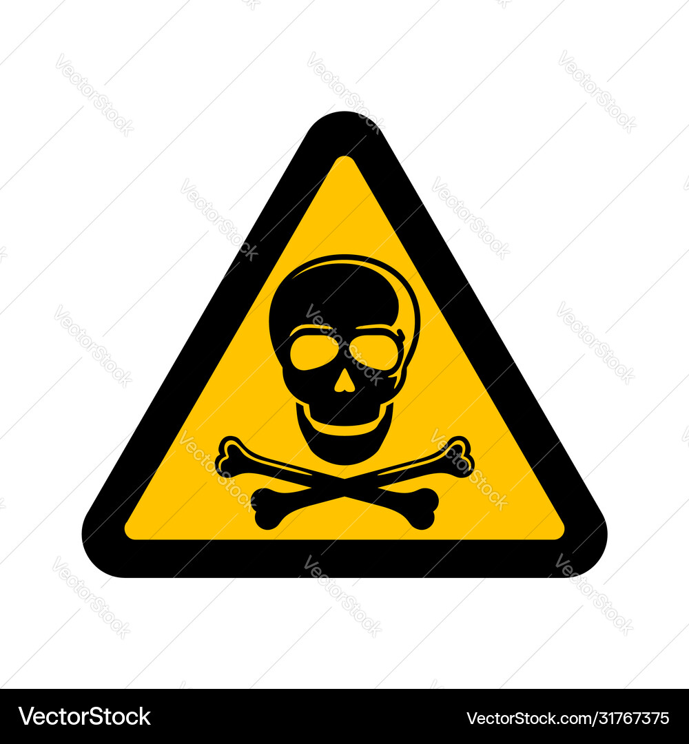 Danger sign - human skull in yellow triangle Vector Image
