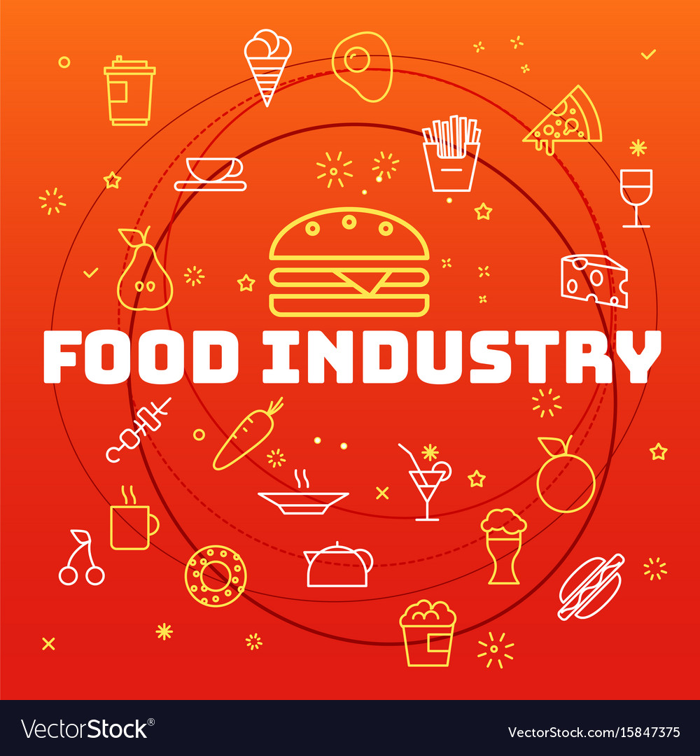 Food industry concept different thin line icons Vector Image Food industry concept different thin line icons Vector Image