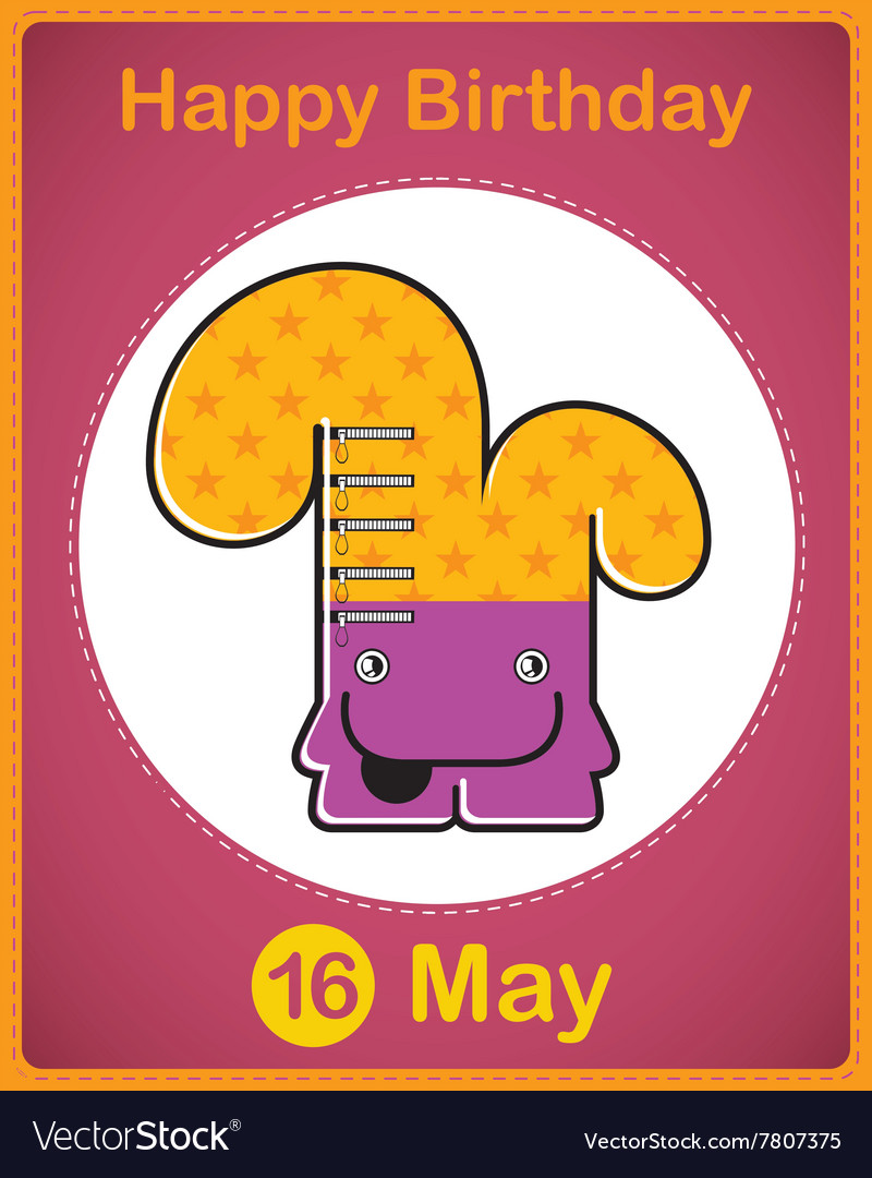 Happy birthday card with cute monster Royalty Free Vector