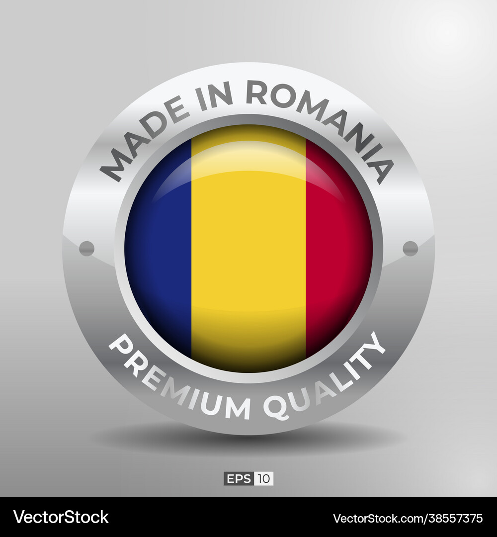 Made in romania label logo stamp round flag Vector Image