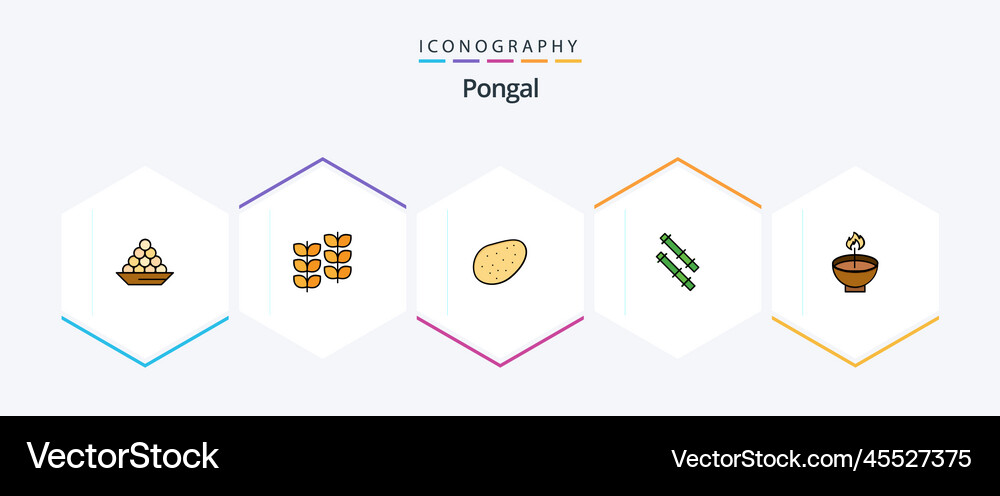 Pongal 25 filledline icon pack including deepam Vector Image