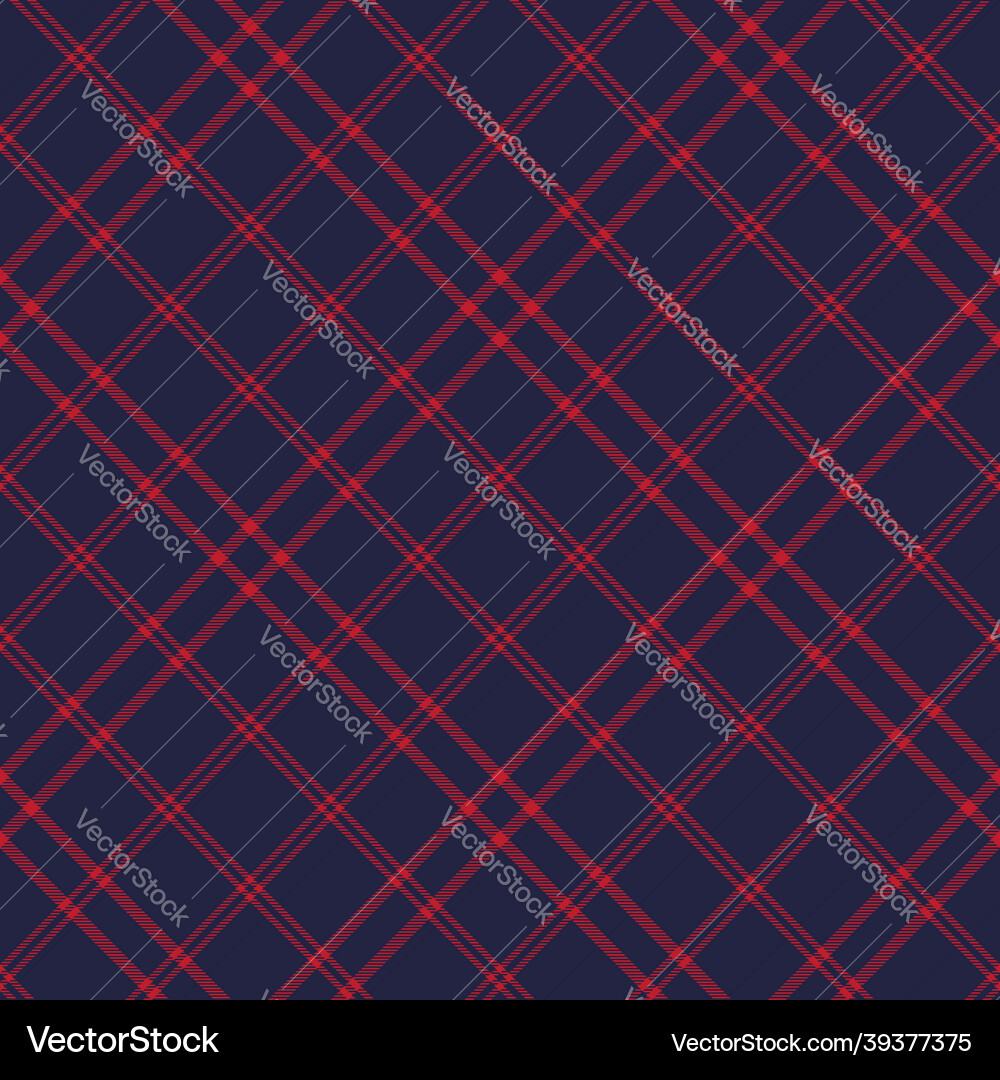 Red navy diagonal plaid tartan textured seamless Vector Image