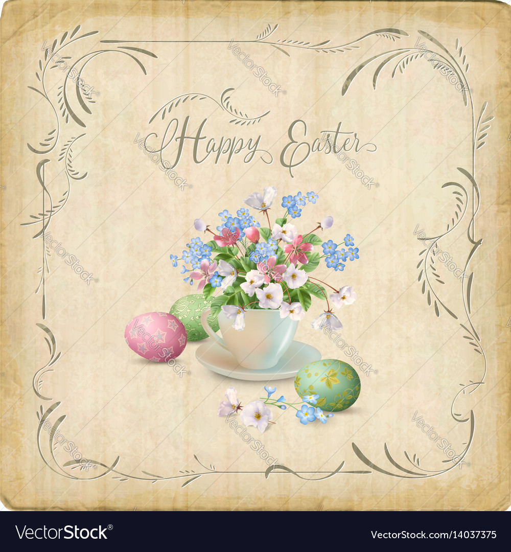 Retro easter card Royalty Free Vector Image - VectorStock