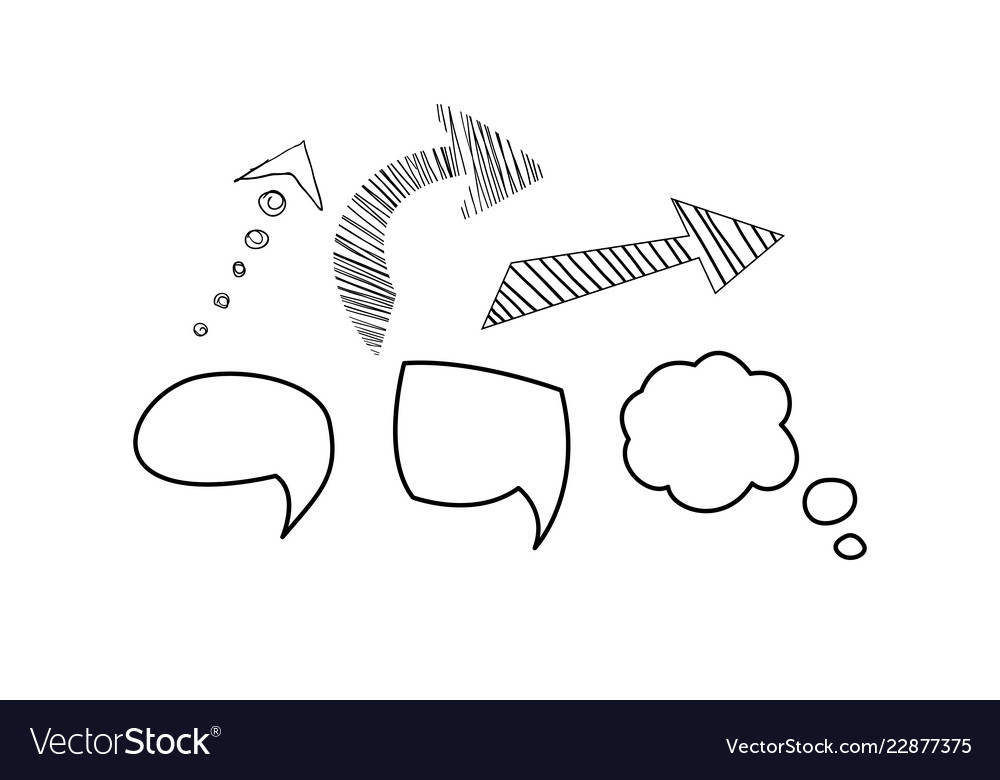 Speech bubble and arrows set hand drawn elements Vector Image