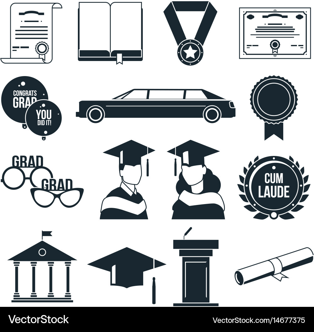 Students graduation party in monochrome style Vector Image