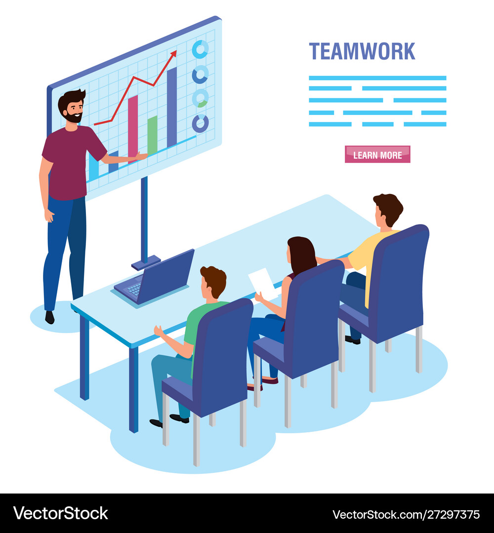 Teamwork people in meeting avatar character Vector Image