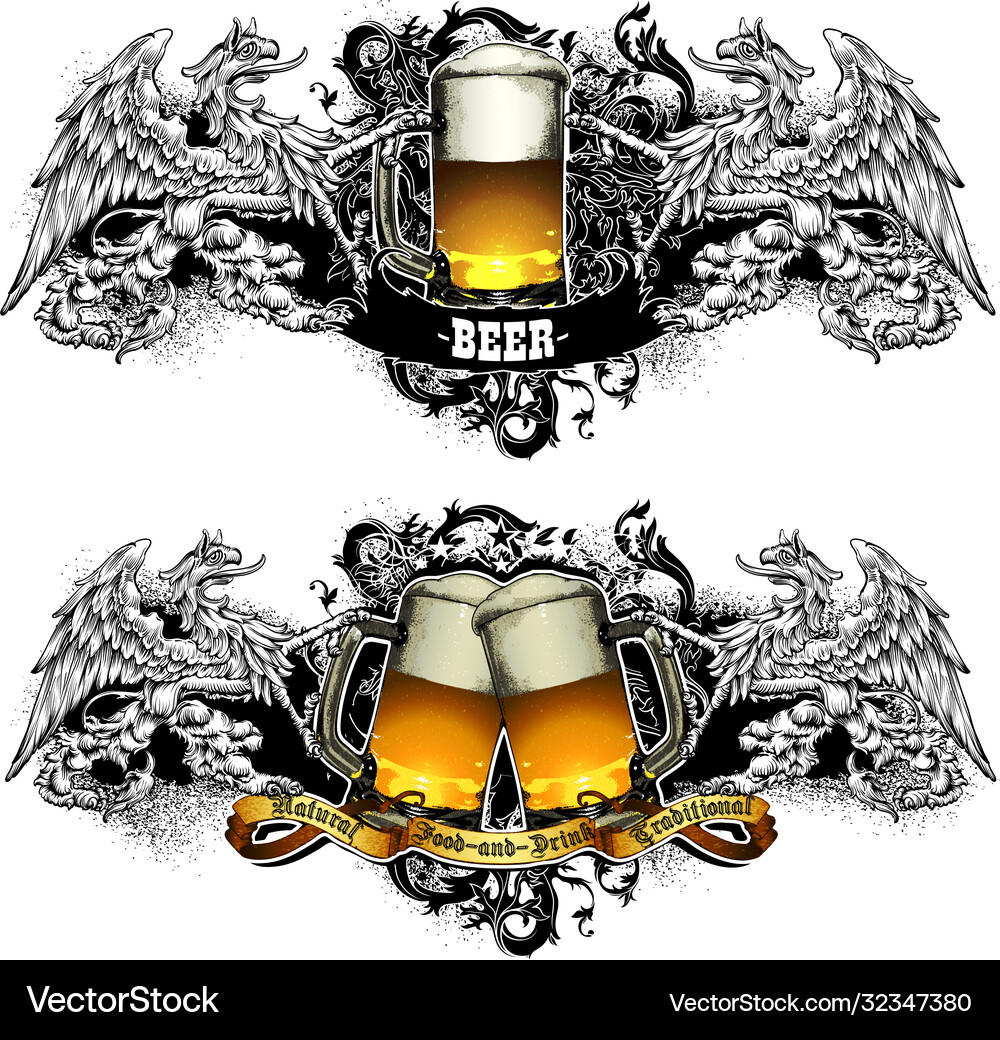 Beer labels made in a retro style on white Vector Image