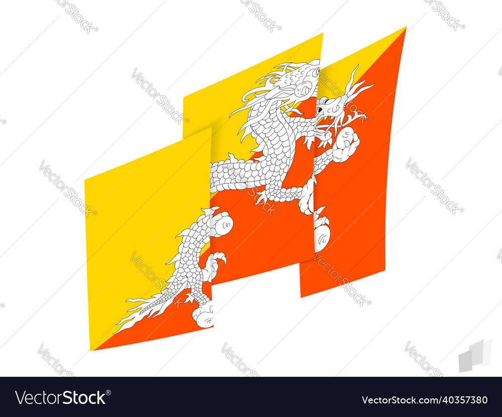 Bhutan flag in an abstract ripped design modern Vector Image