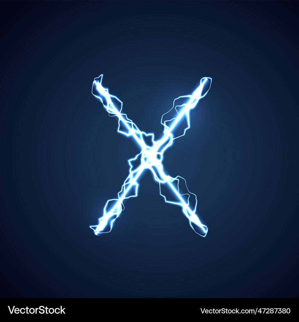 Blue lightning style letter or alphabet x Vector Image