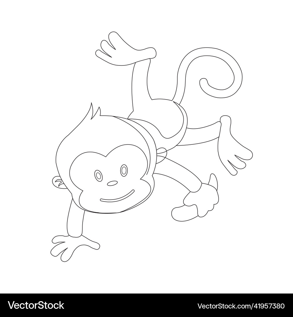 Cute monkey outline coloring page animal Vector Image