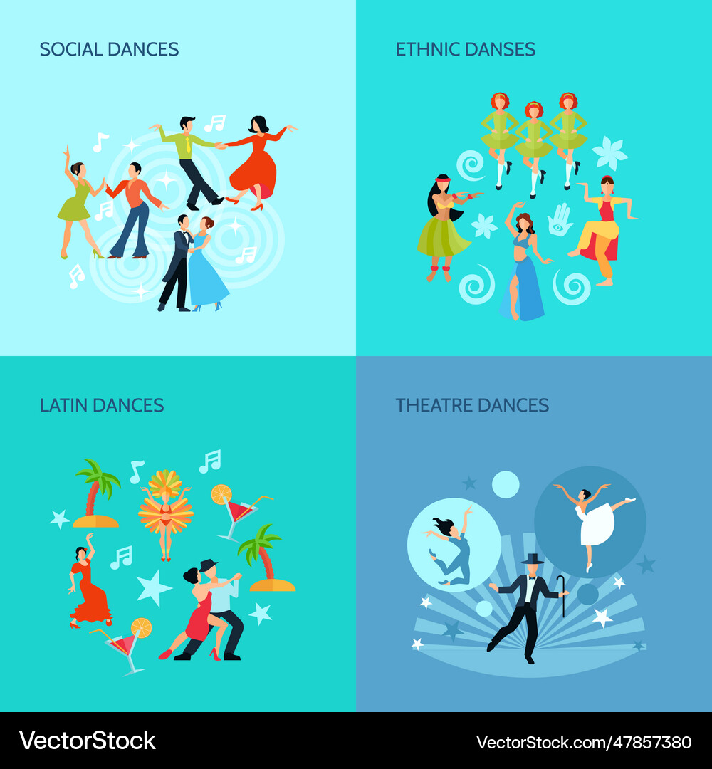Dance styles flat concept Royalty Free Vector Image