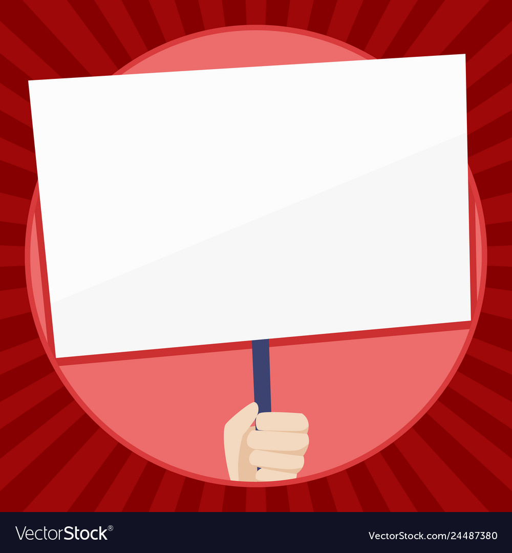 Hand holding blank rectangular shape placard Vector Image