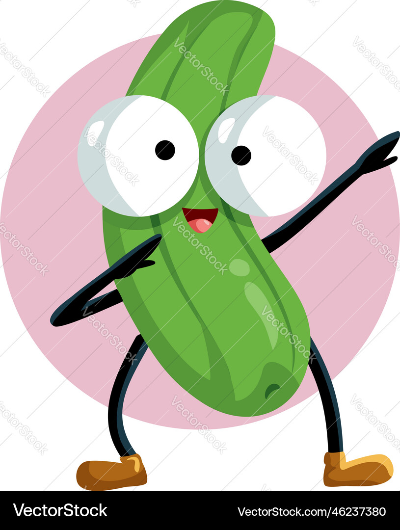Happy cucumber cartoon character dabbing Vector Image