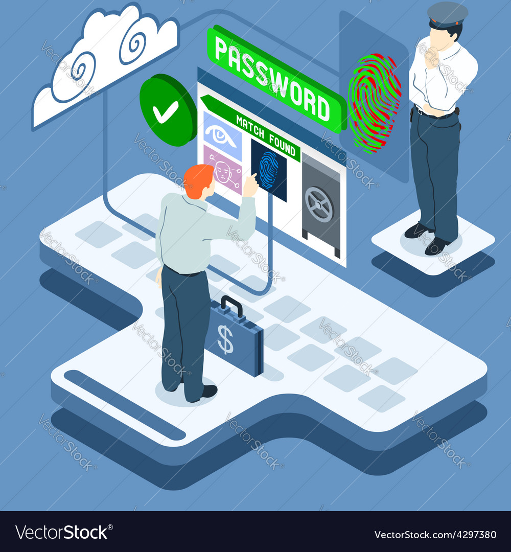 Isometric infographic biometric recognition Vector Image