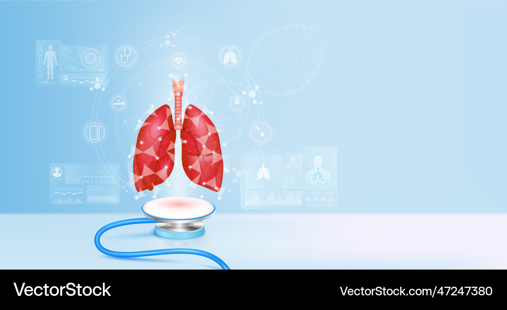 Lungs healthy float away from stethoscope medical Vector Image