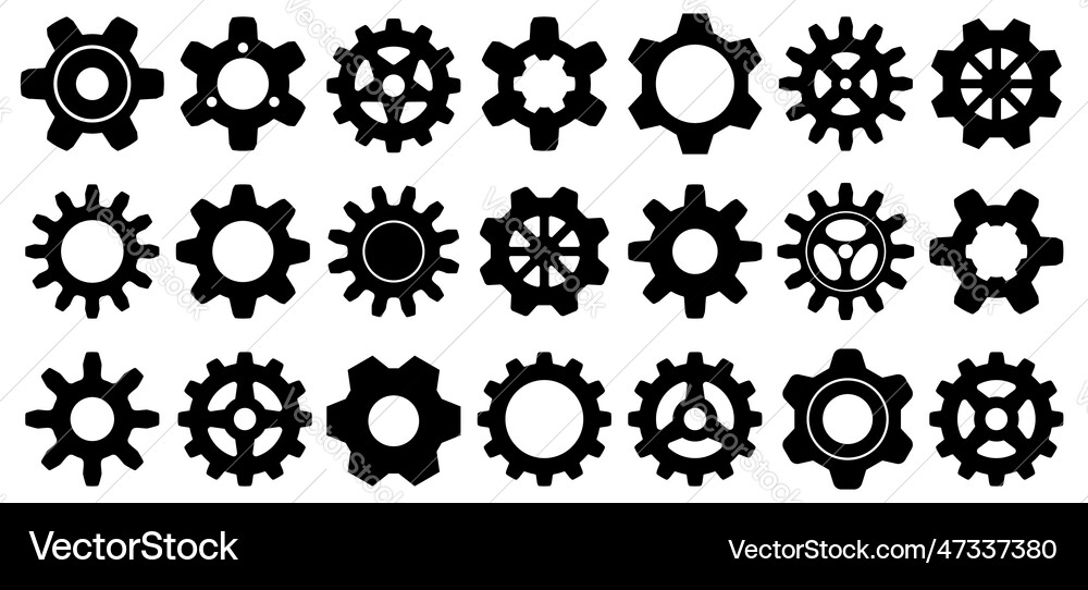 Mechanical cogwheel collection 21 piece gear set Vector Image