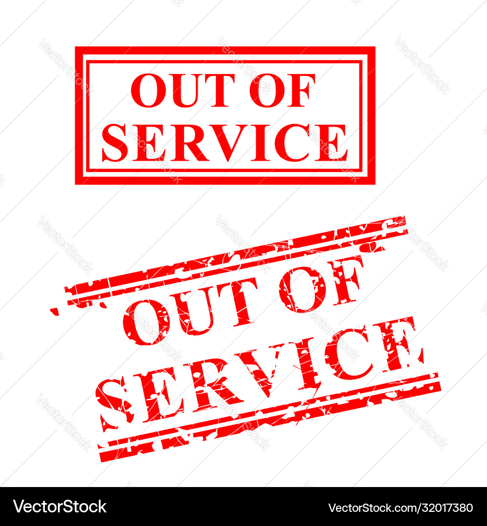 Out service 2 style streak red rubber stamp Vector Image