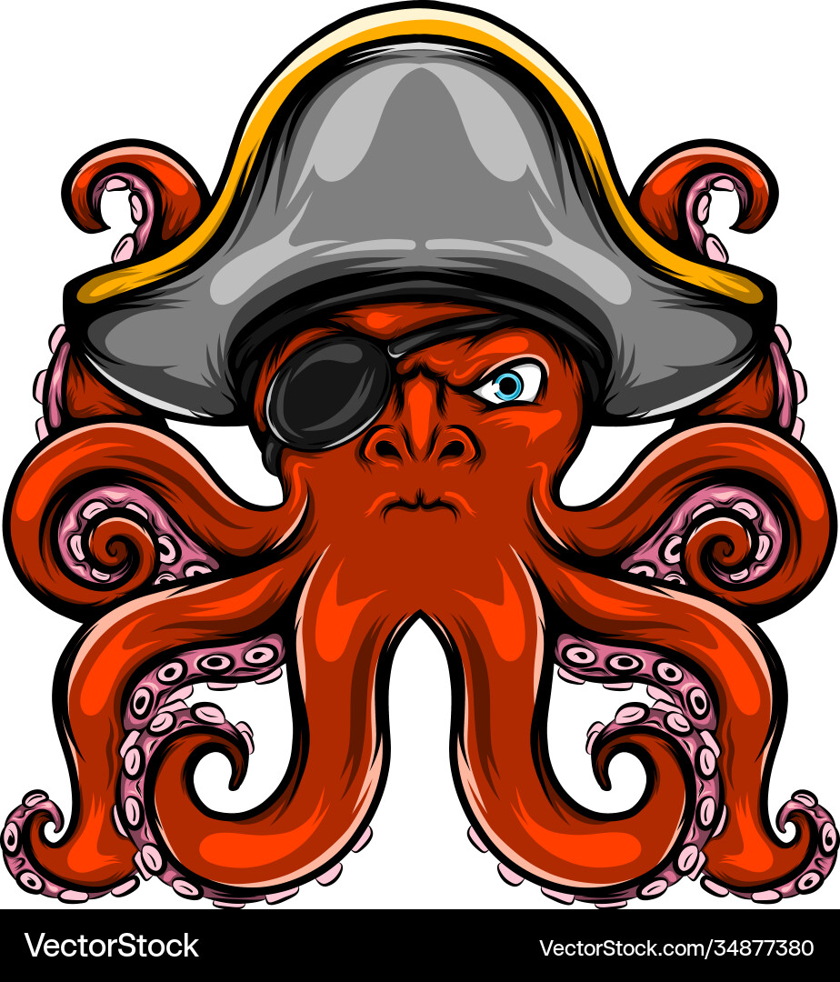 Pirates octopus has only one eye and his Vector Image