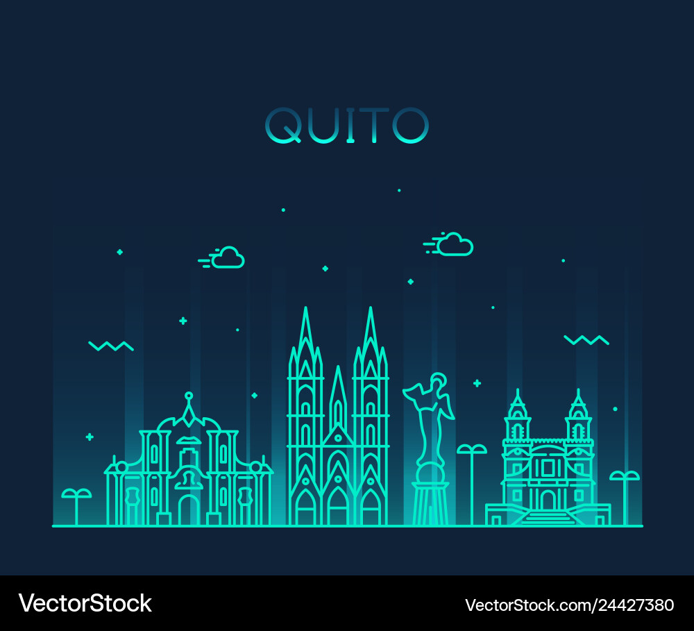Quito skyline ecuador city linear style Royalty Free Vector