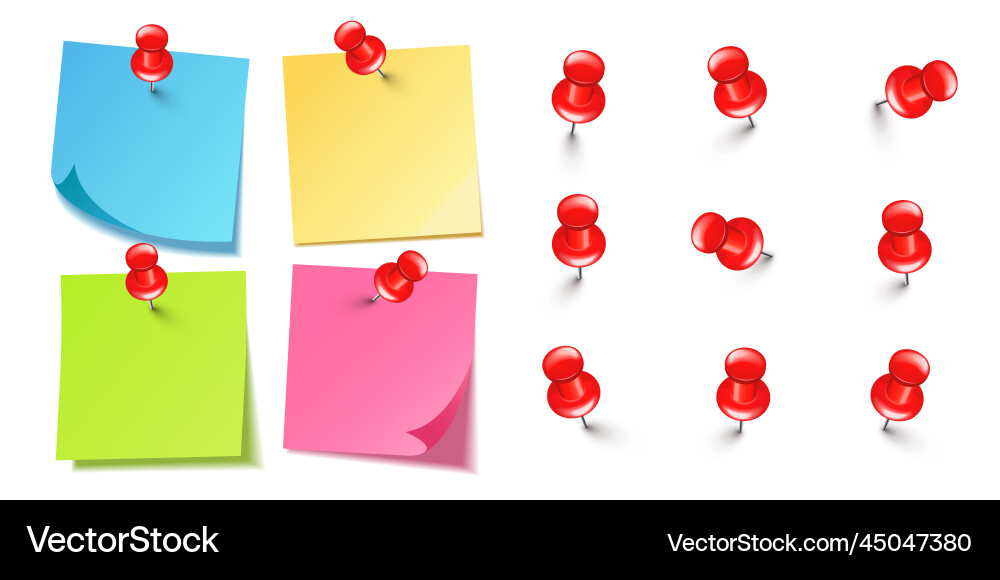 Realistic blank sticky notes isolated on white Vector Image