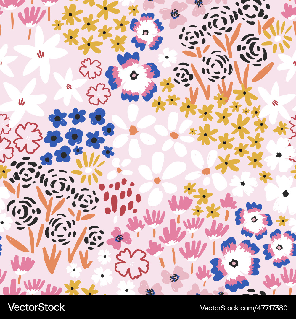 Seamless floral hand drawn high detailed pattern Vector Image