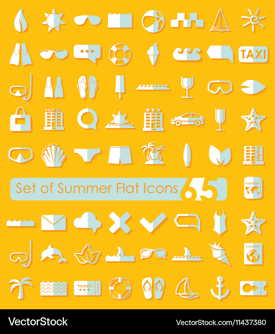 Set of summer flat icons Royalty Free Vector Image