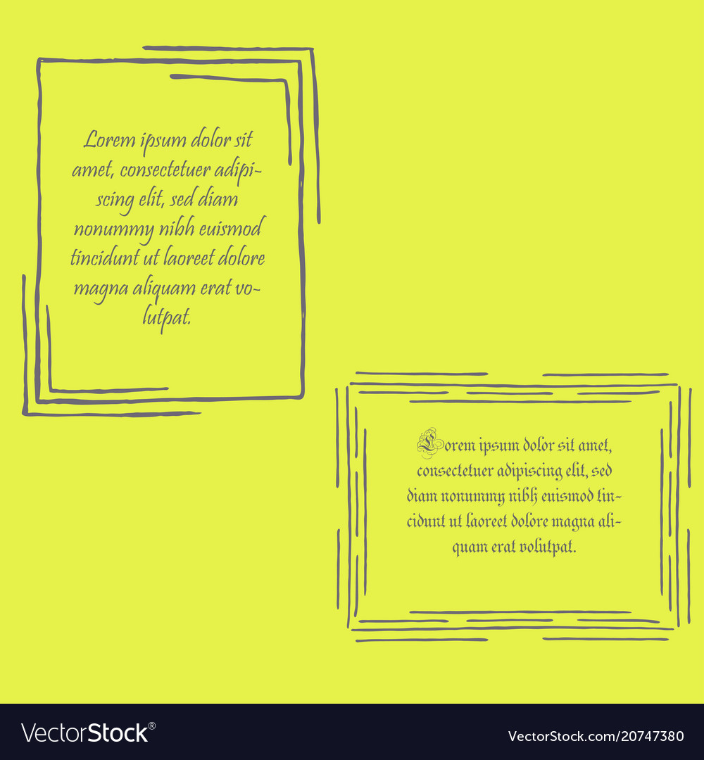 Two hand drawn square frames Royalty Free Vector Image
