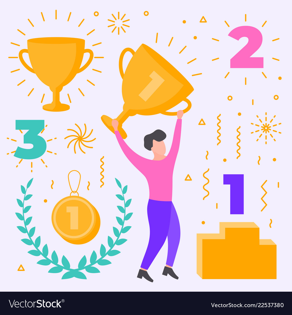 Winner objects set elements shapes Royalty Free Vector Image