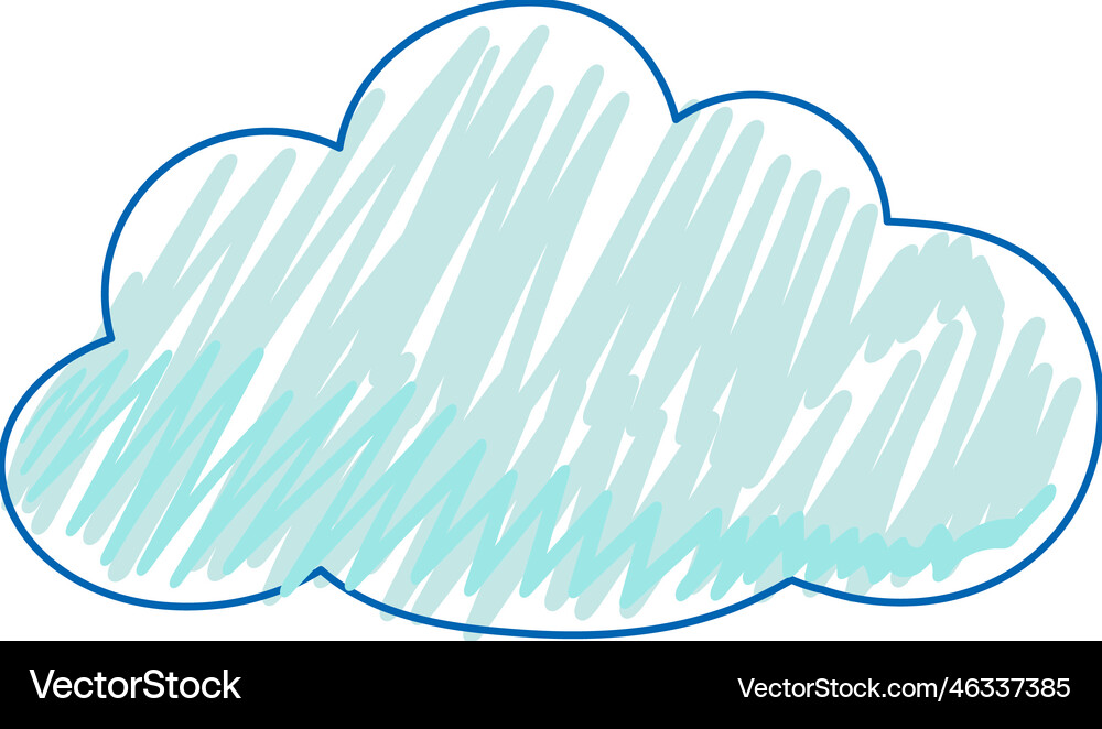Blue cloud in pencil colour sketch simple style Vector Image