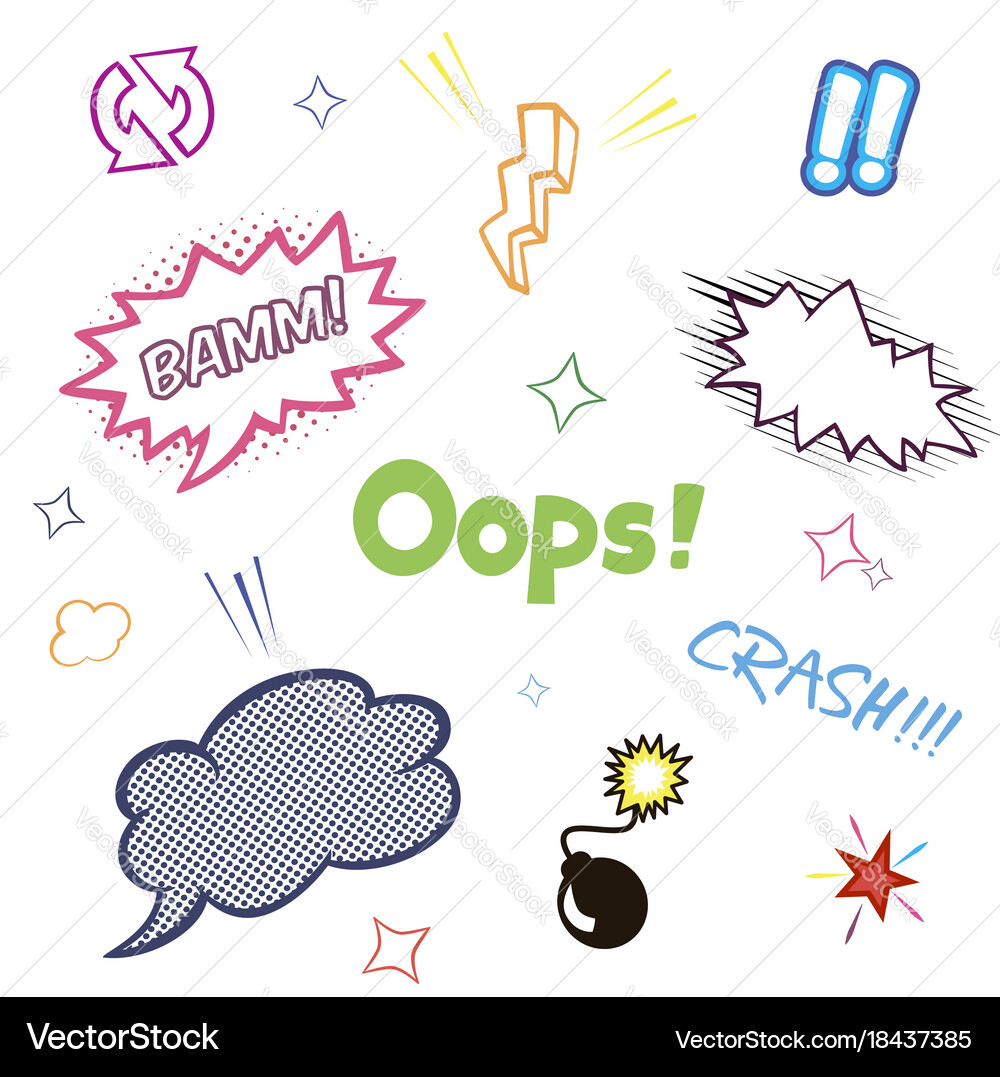 Comic elements set Royalty Free Vector Image - VectorStock