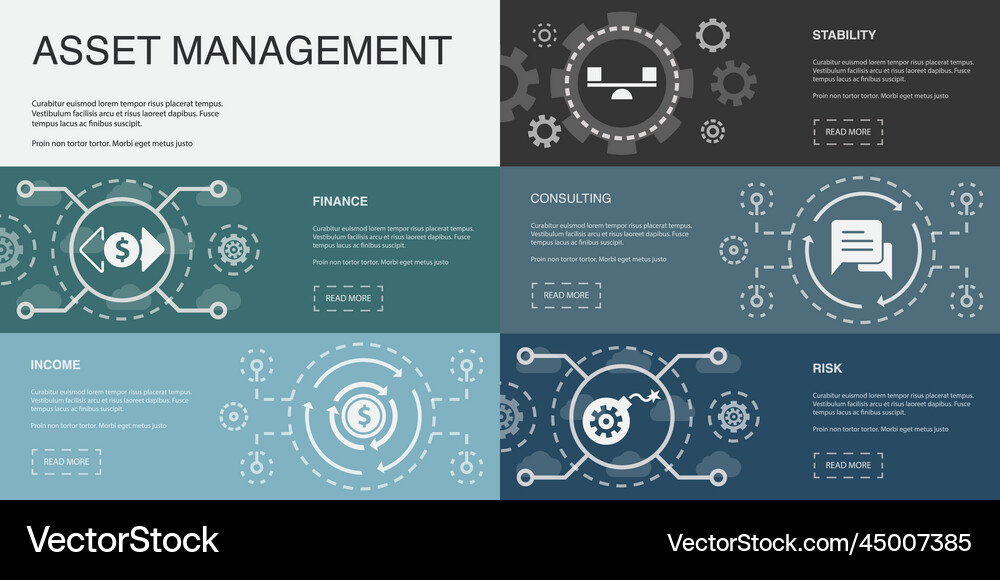 Finance income stability consulting risk icons Vector Image