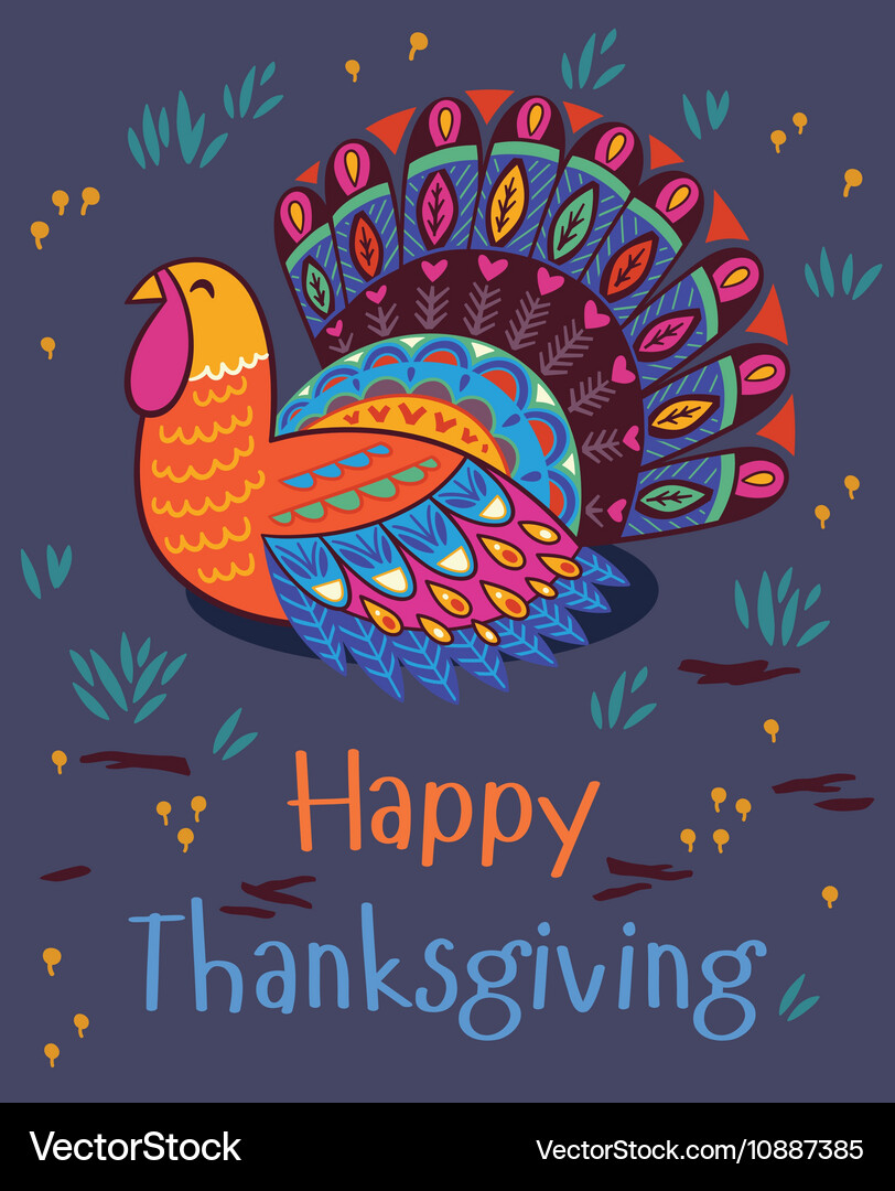 Happy thanksgiving turkey card Royalty Free Vector Image