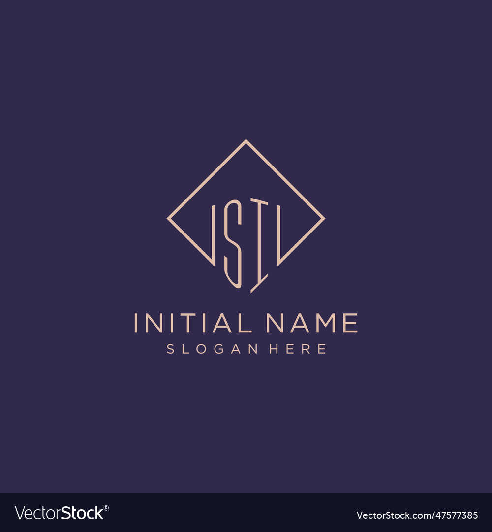 Initials si logo monogram with rectangle style Vector Image