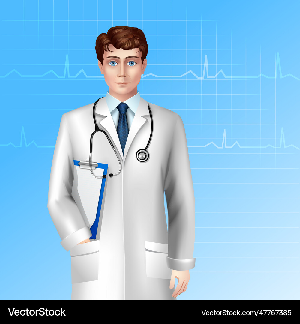 Male doctor poster Royalty Free Vector Image - VectorStock