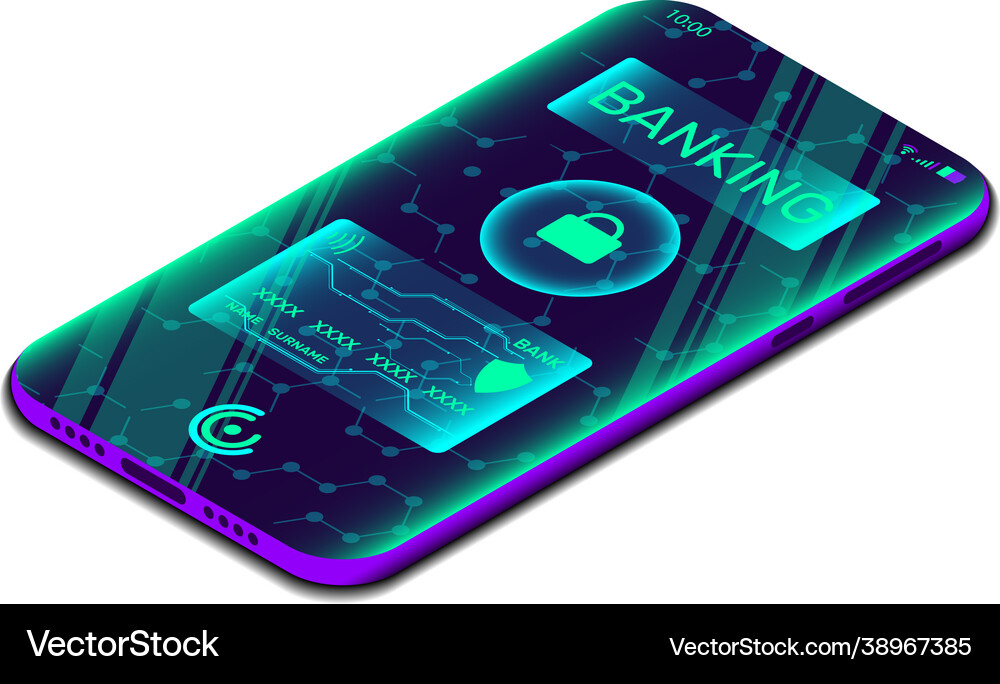 Mobile phone in an isometric style concept Vector Image