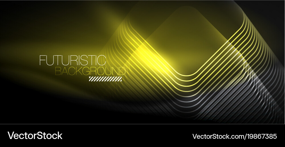 Neon glowing techno lines Royalty Free Vector Image